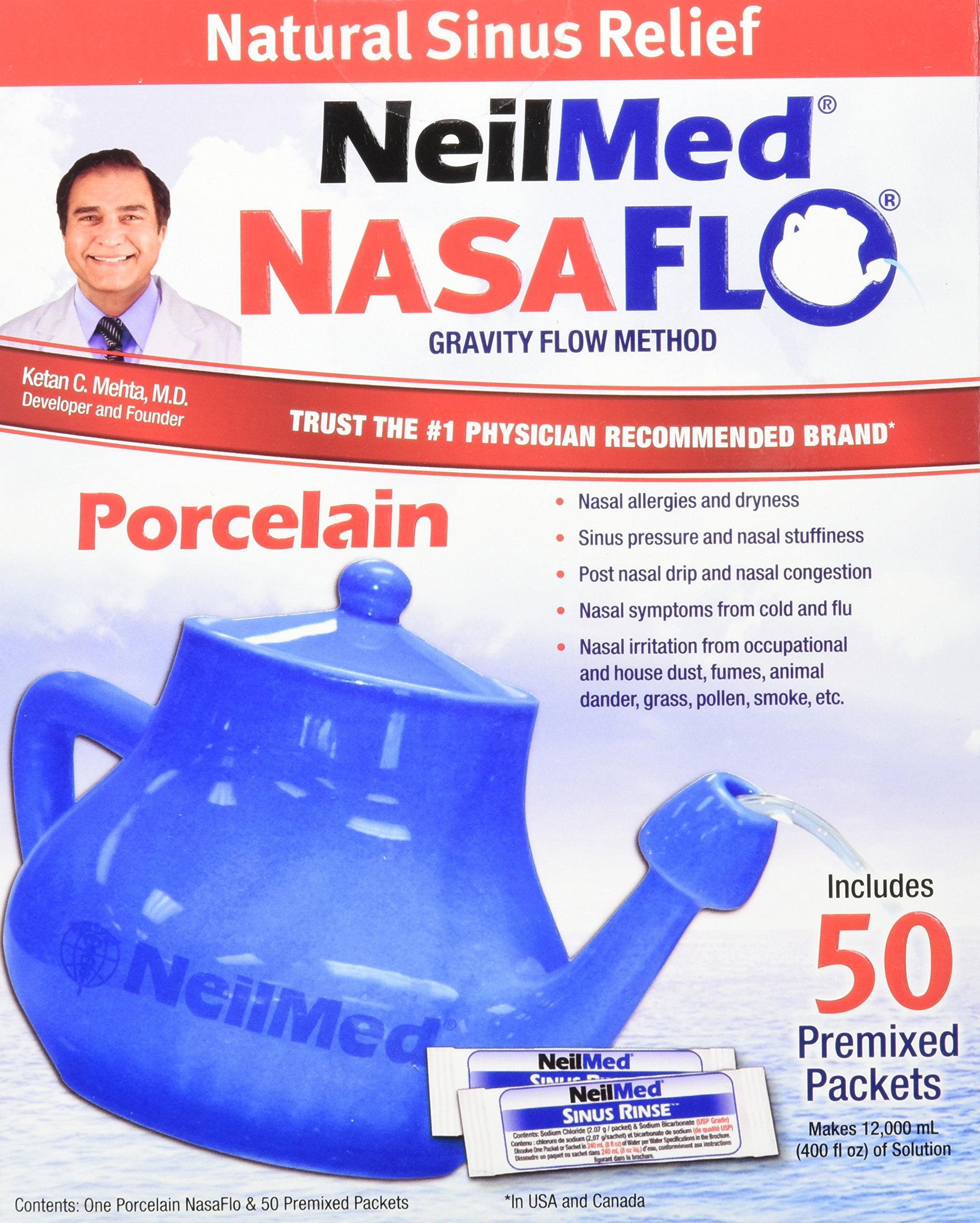Nasaflo Porcelain Neti Pot- 50 Count – Direct FSA